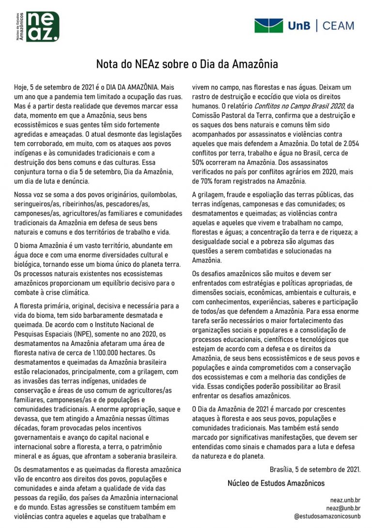 DIAS E SEMANAS DA AMAZÔNIA